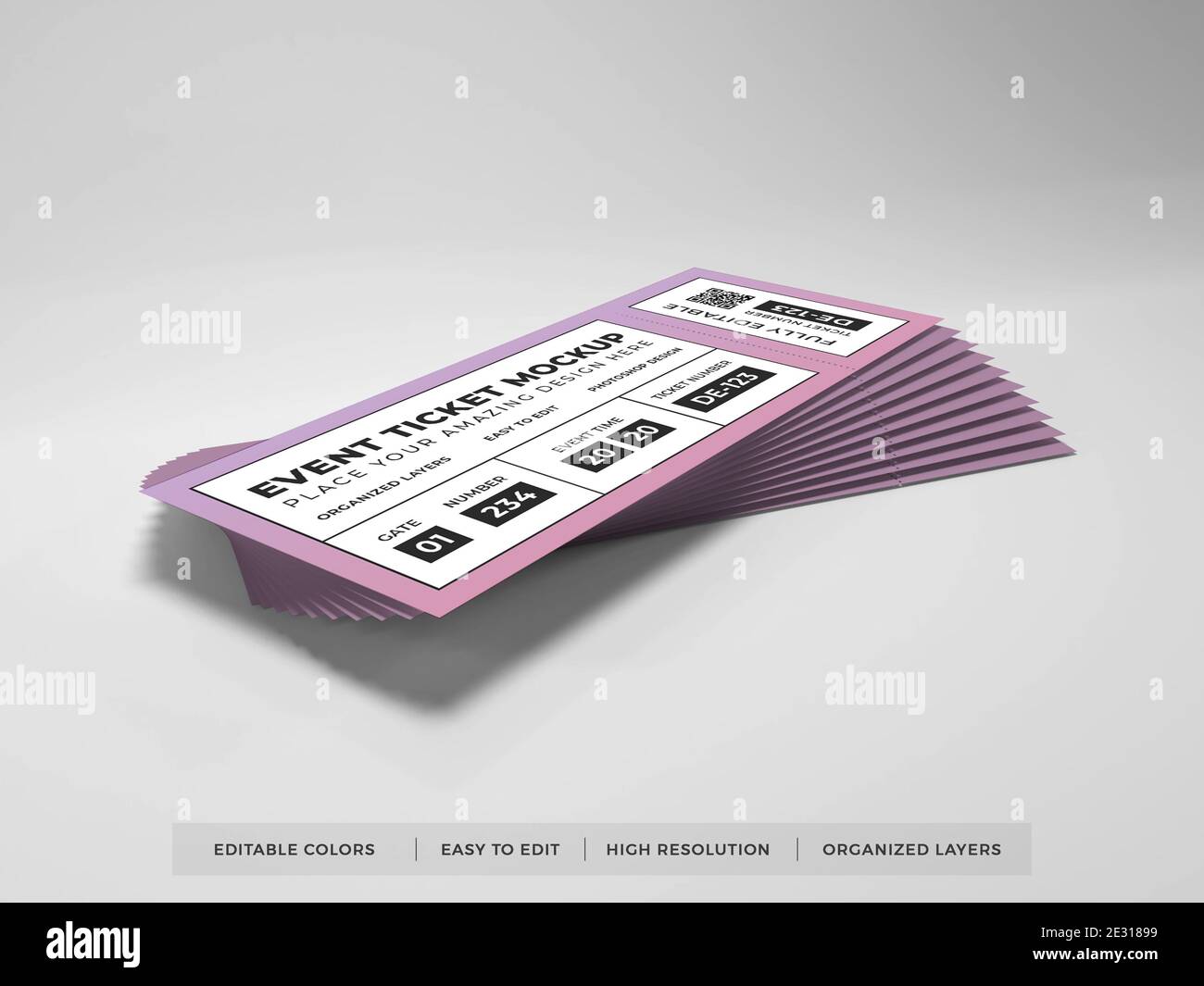 Realistic Event Ticket Mockup Scene Stock Photo - Alamy