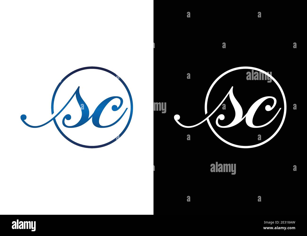 Initial Monogram Letter S C Logo Design Vector Template. S C Letter ...