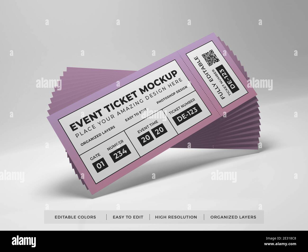 Realistic Event Ticket Mockup Scene Stock Photo - Alamy