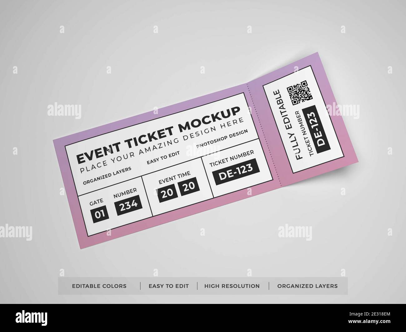 Realistic Event Ticket Mockup Scene Stock Photo - Alamy