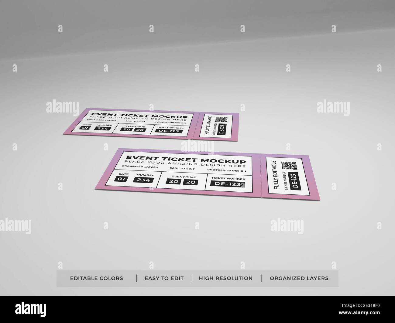 Realistic Event Ticket Mockup Scene Stock Photo - Alamy