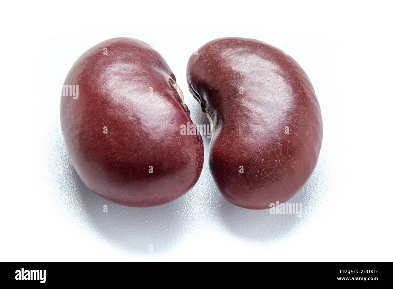 close up macro shot Red kidney beans isolated on white background. Pile ...