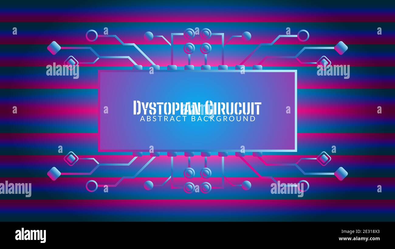 Cyberpunk Circuit in Gradient Bar Pattern. Dystopian Electronic Tree ...