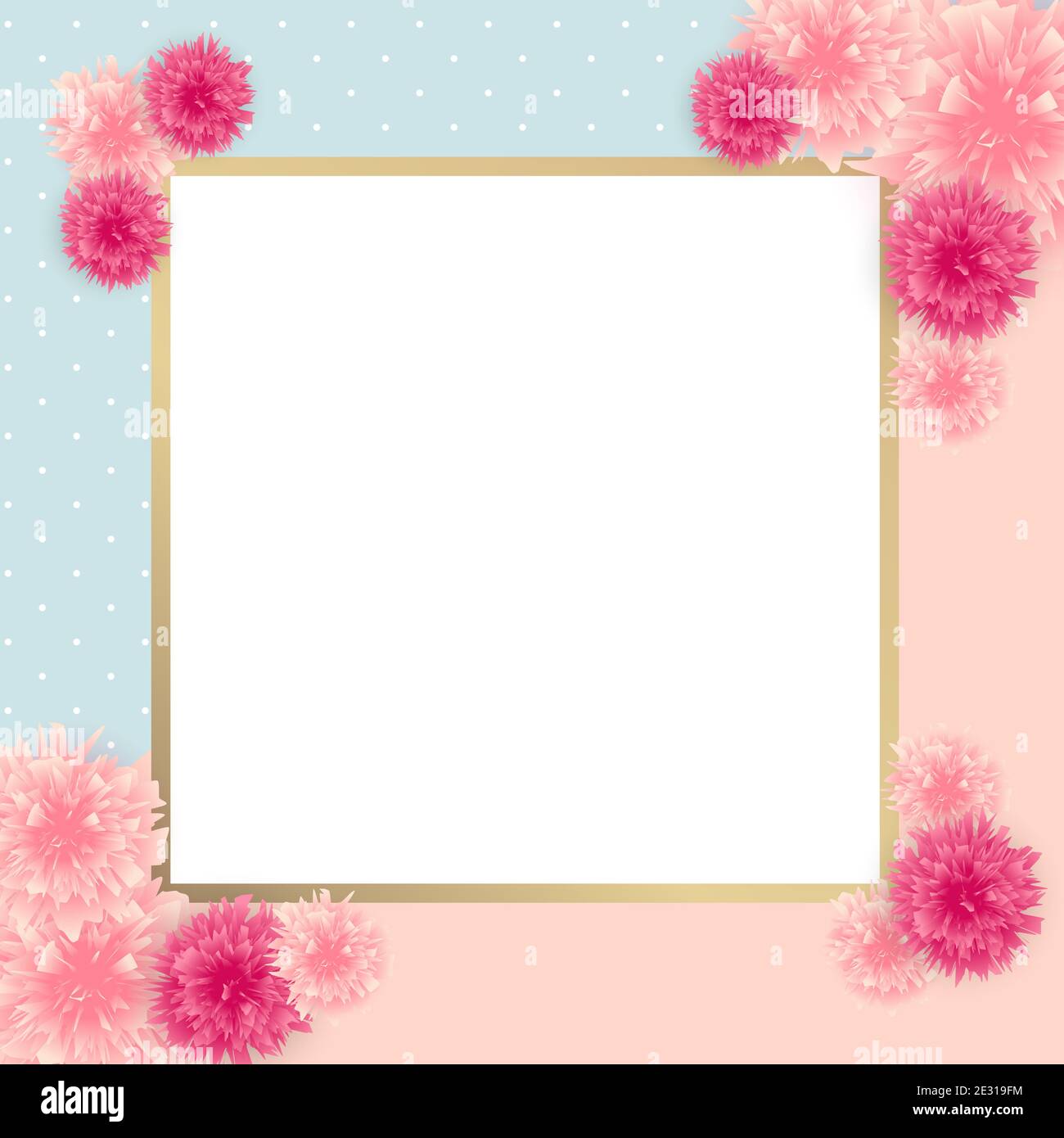 Cute Background with Frame and Flowers Collection Set. Illustration ...