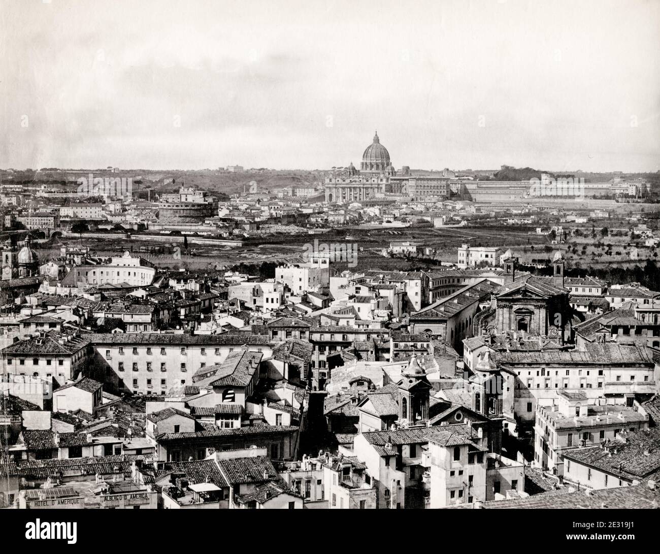 Vintage 19th century photograph: view of the rooftops of the city of ...