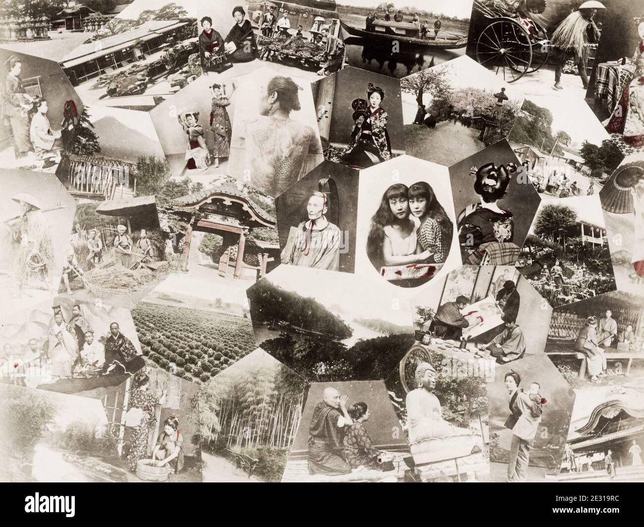 Vintage 19th century photograph: composite image of portraits of ...