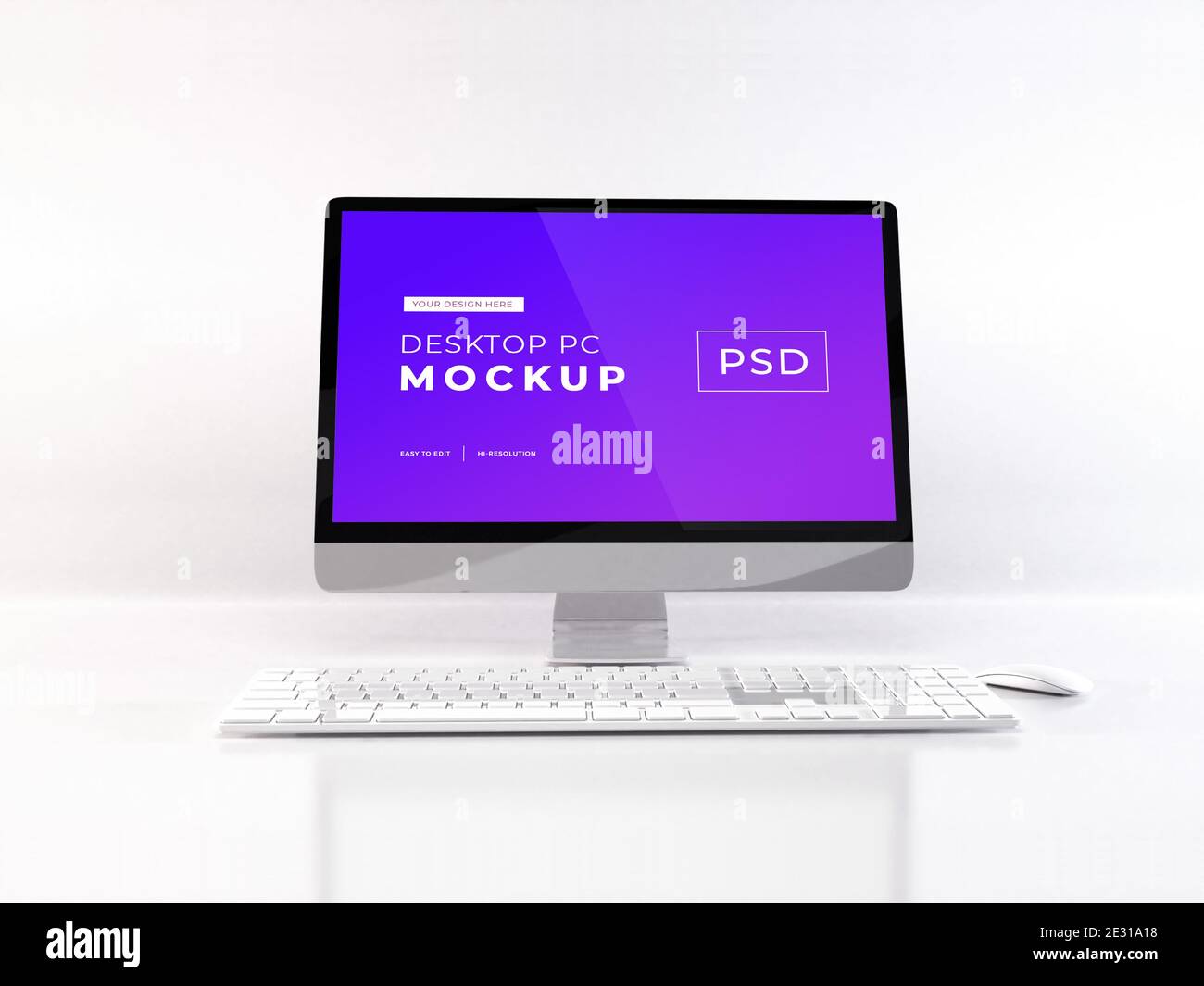 Realistic Personal Computer Mockup Template Scene Stock Photo - Alamy