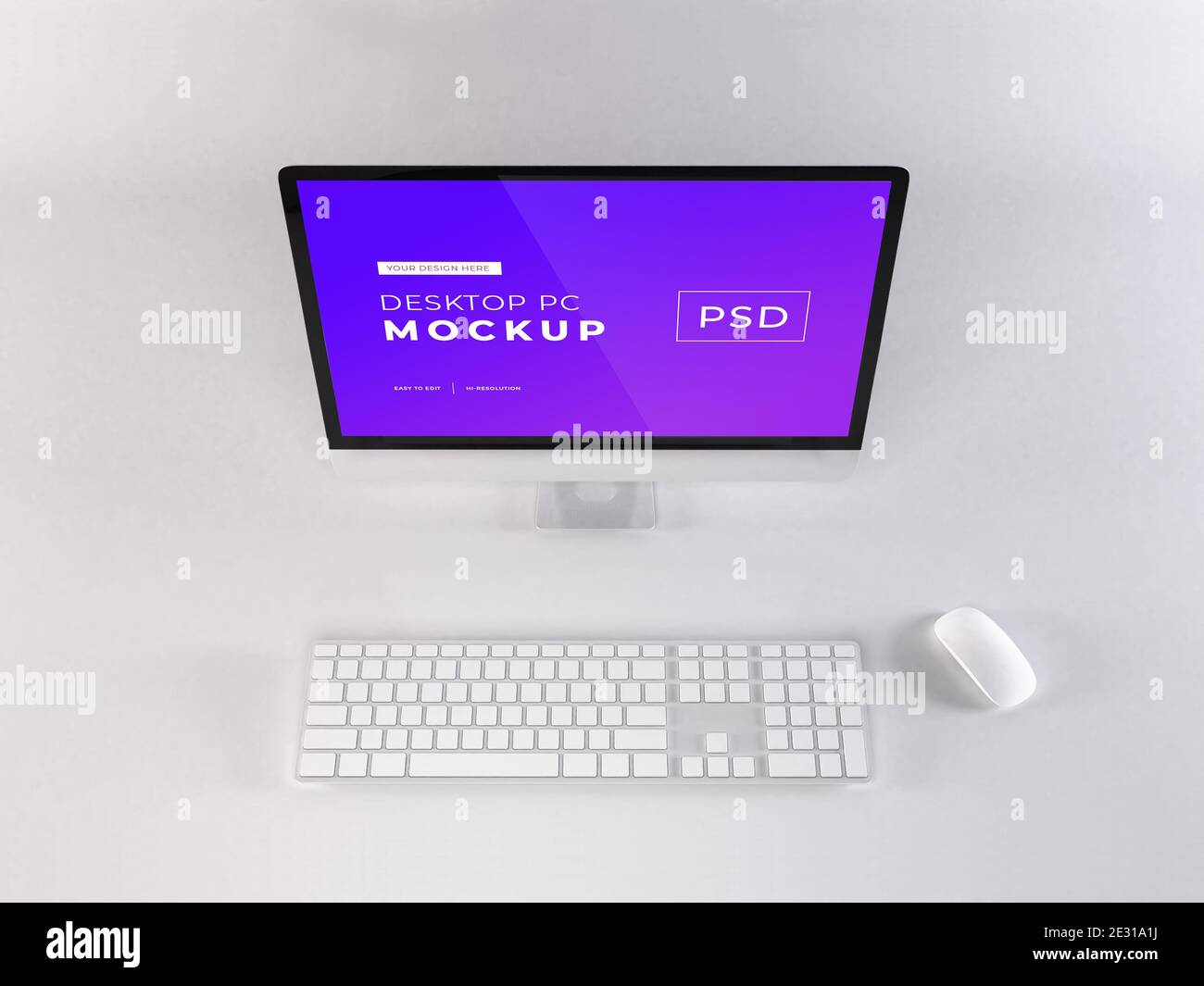 Realistic Personal Computer Mockup Template Scene Stock Photo - Alamy