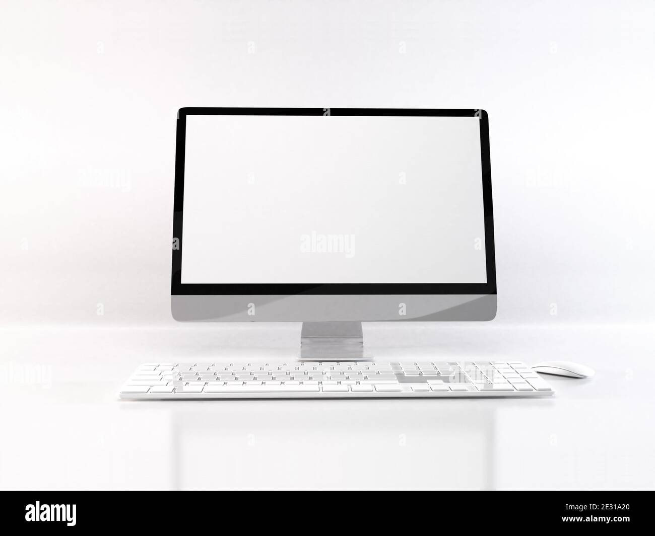 Realistic Personal Computer Mockup Template Scene Stock Photo - Alamy