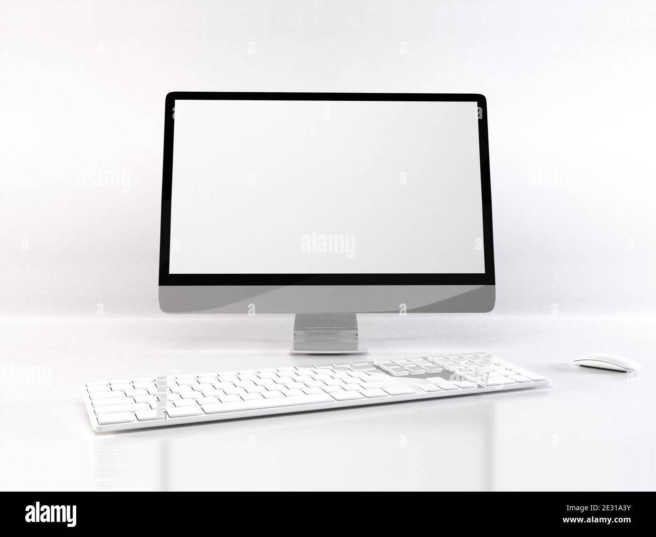 Realistic Personal Computer Mockup Template Scene Stock Photo - Alamy