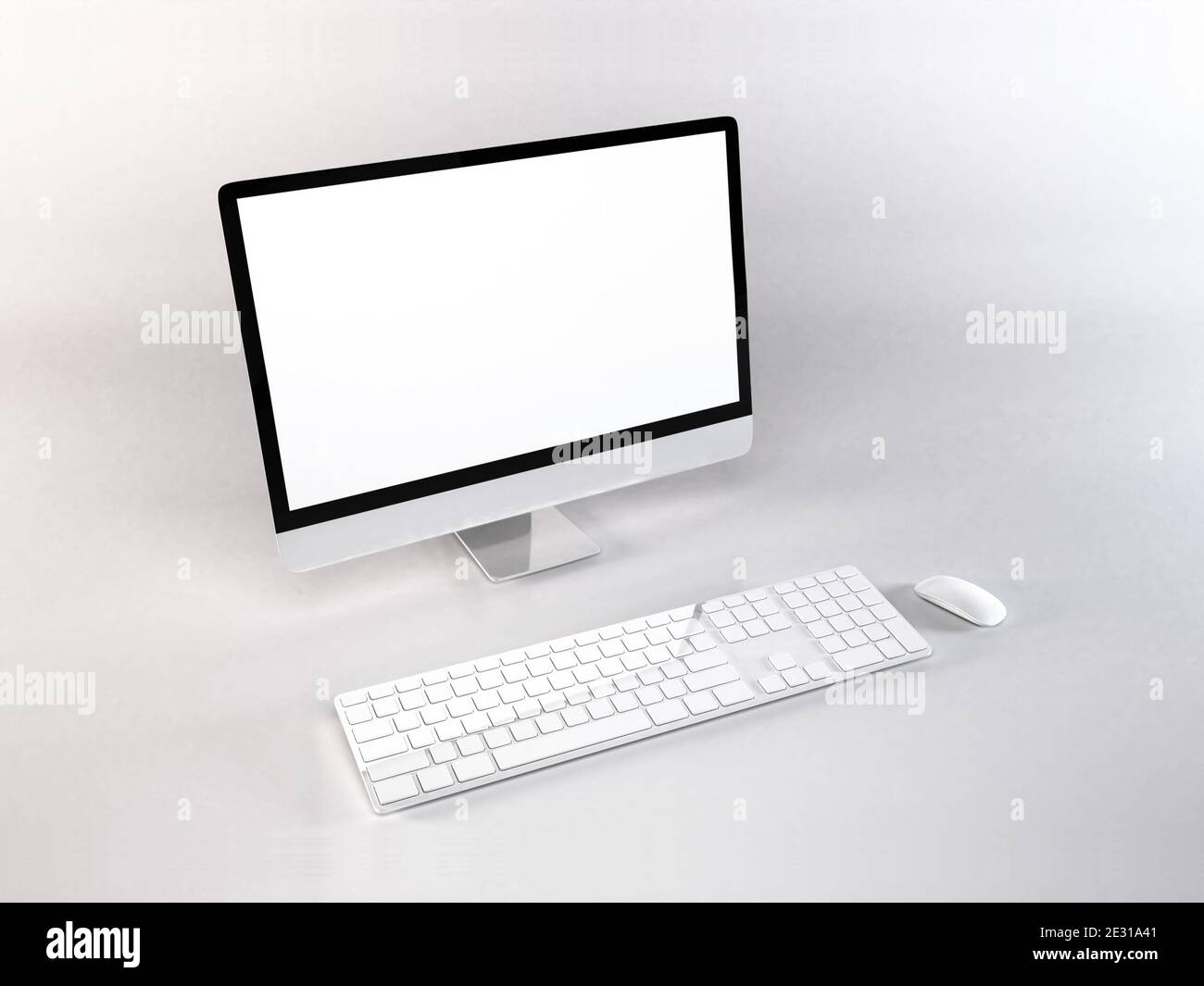 Realistic Personal Computer Mockup Template Scene Stock Photo - Alamy