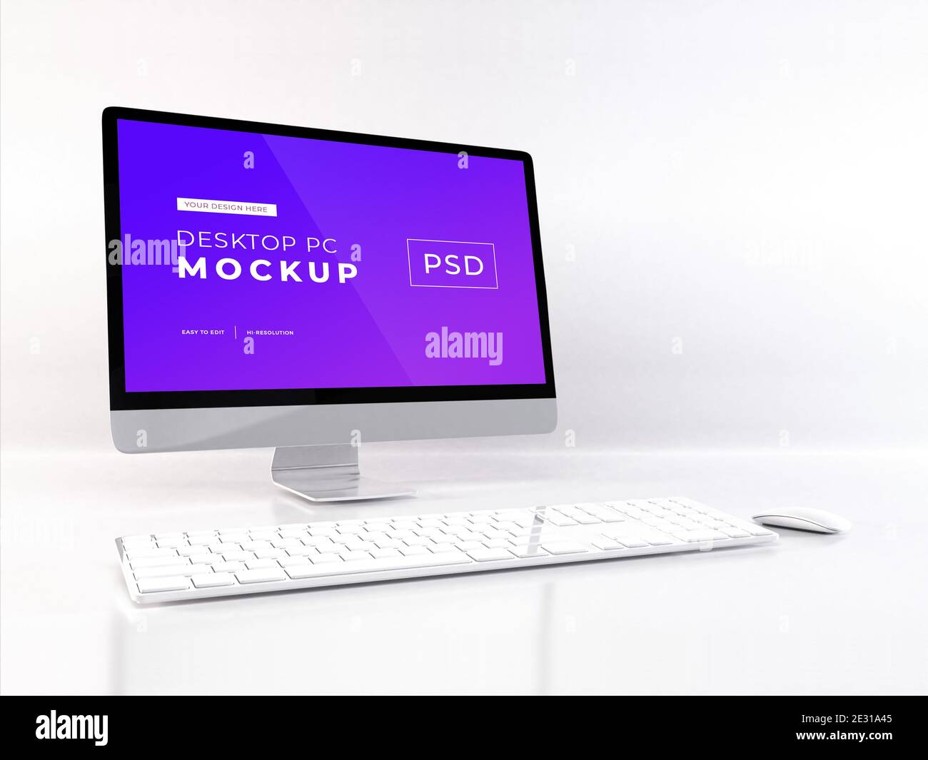Realistic Personal Computer Mockup Template Scene Stock Photo - Alamy