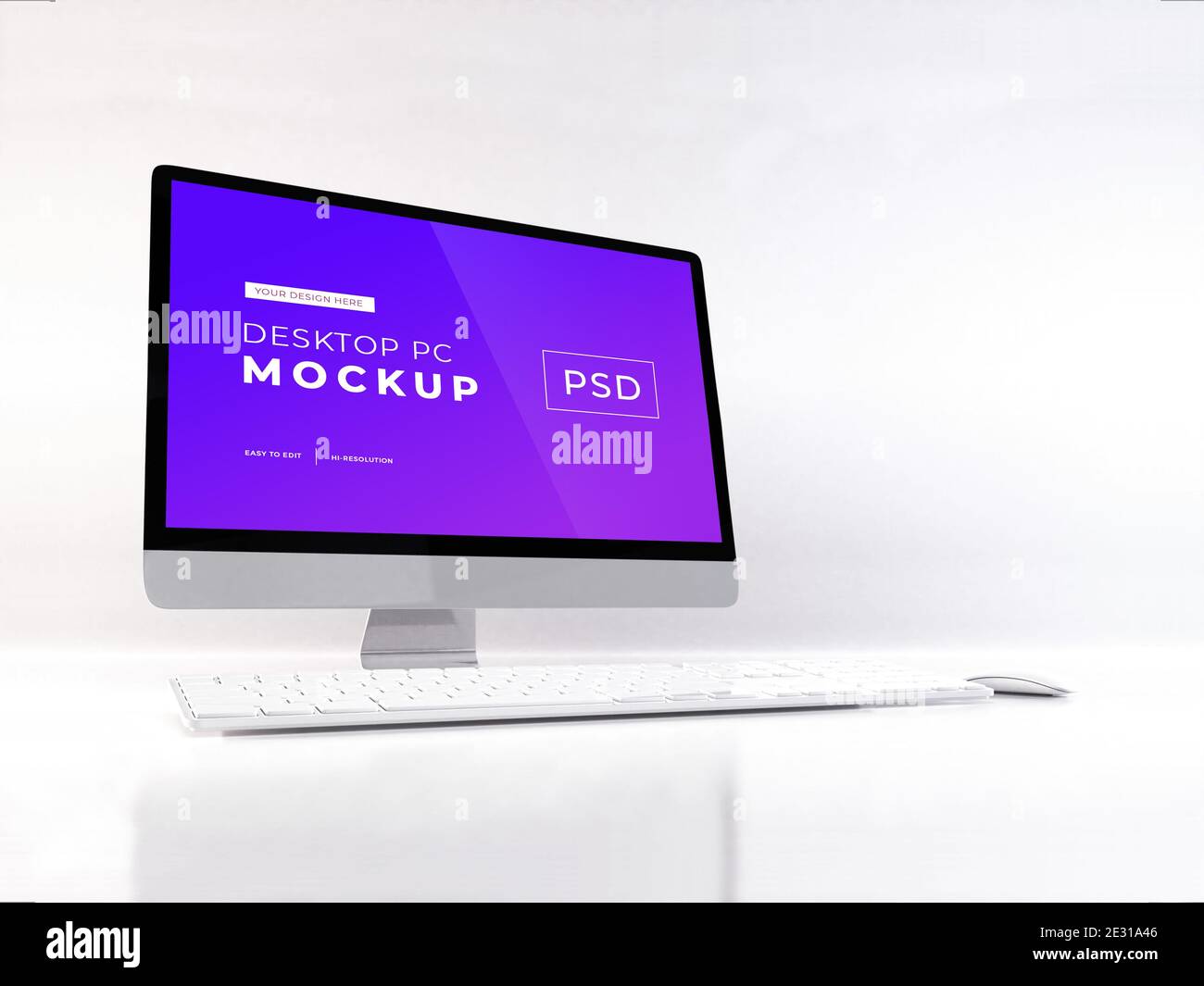 Realistic Personal Computer Mockup Template Scene Stock Photo - Alamy