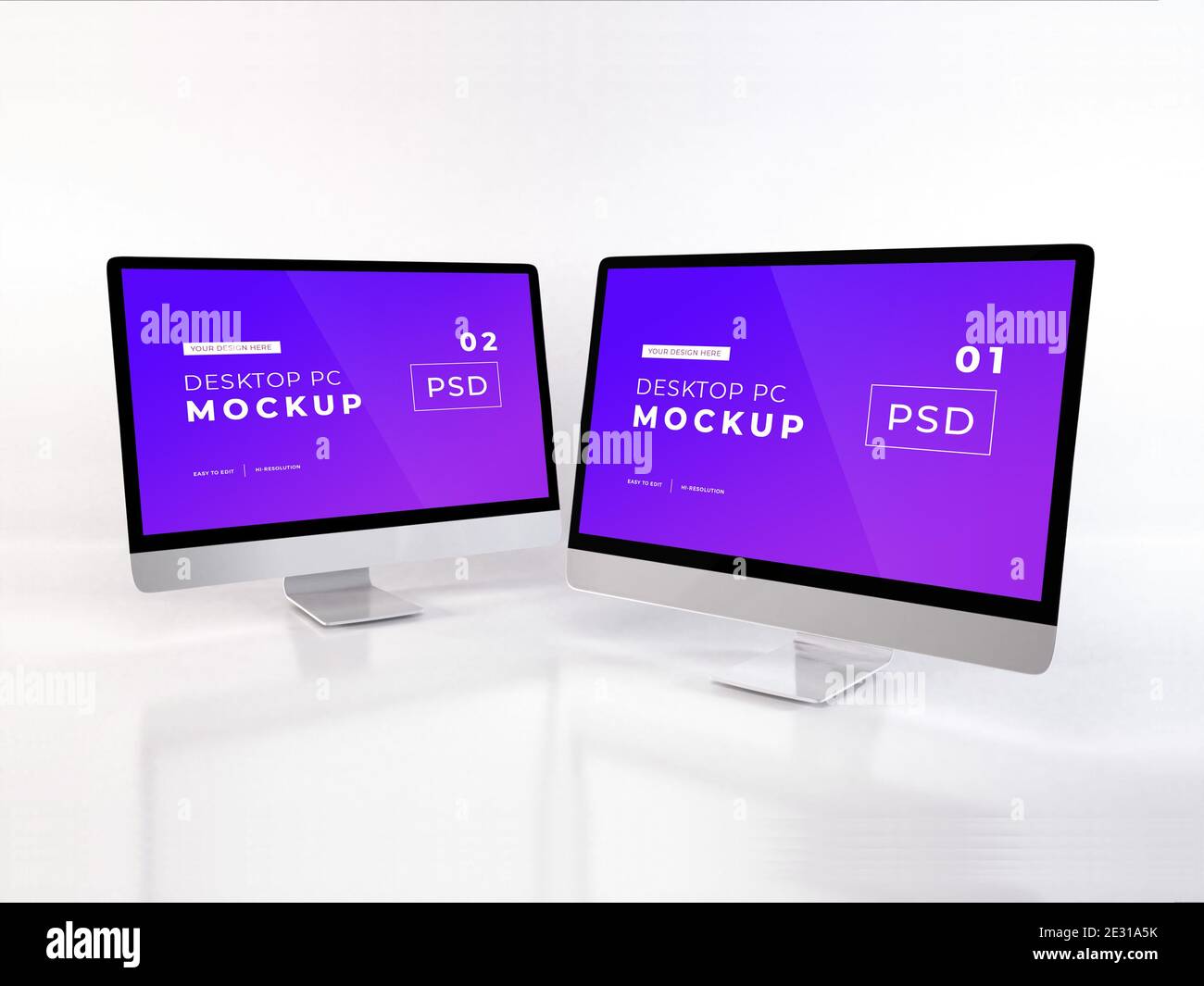 Realistic Personal Computer Mockup Template Scene Stock Photo - Alamy