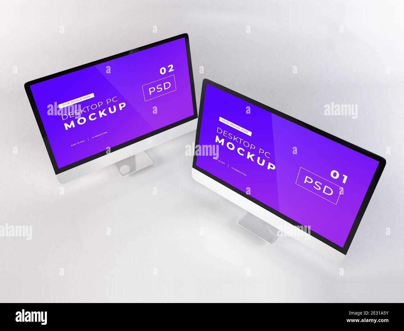 Realistic Personal Computer Mockup Template Scene Stock Photo - Alamy