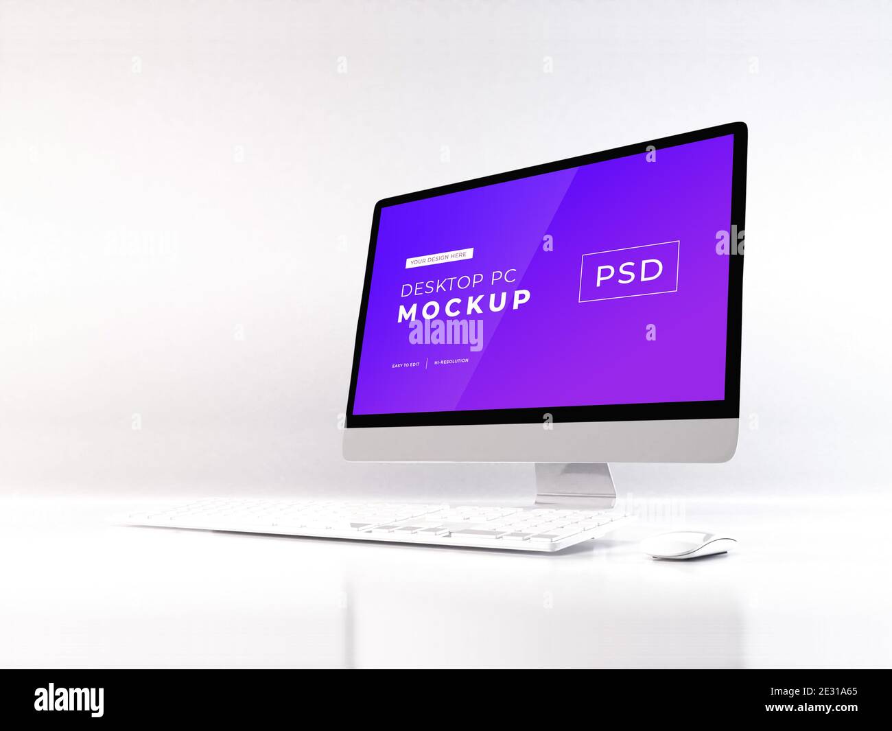 Realistic Personal Computer Mockup Template Scene Stock Photo - Alamy