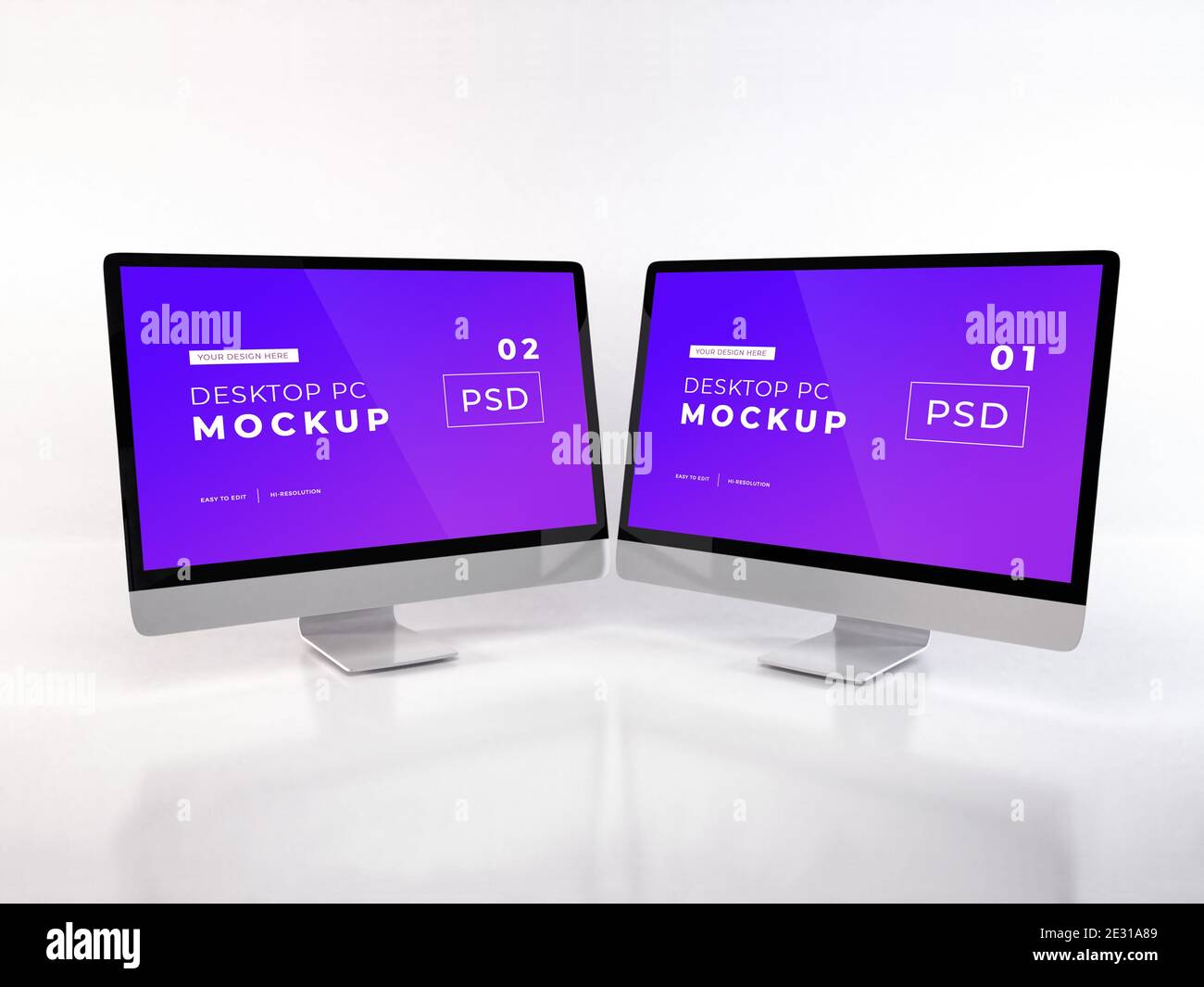 Realistic Personal Computer Mockup Template Scene Stock Photo - Alamy