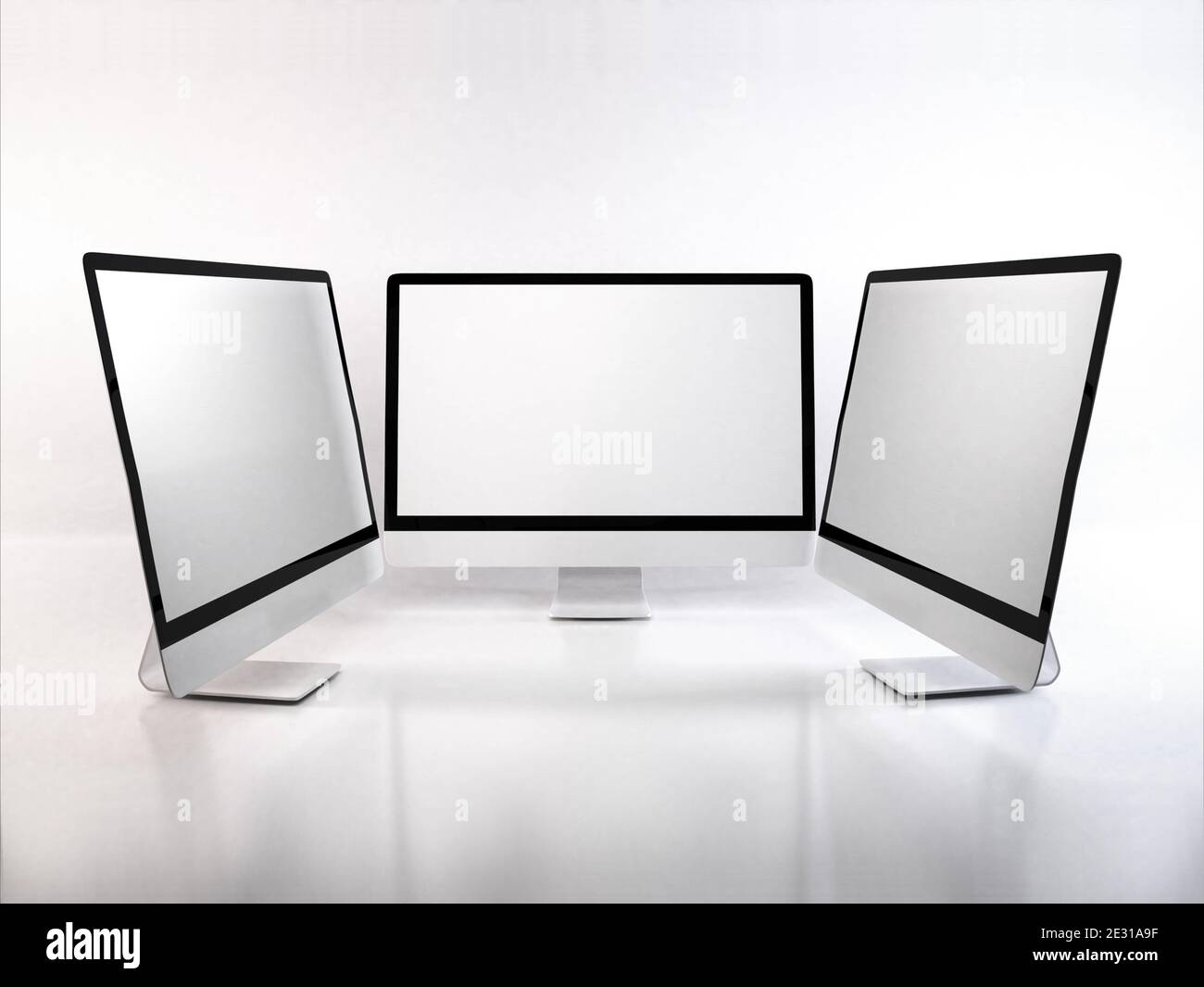 Realistic Personal Computer Mockup Template Scene Stock Photo - Alamy