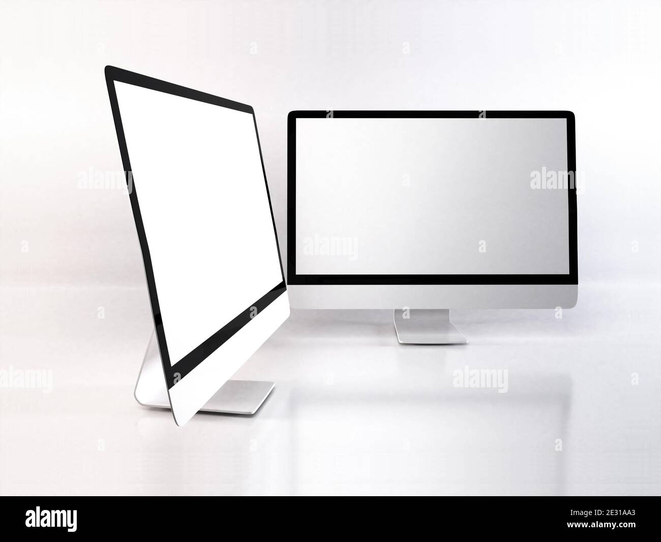 Realistic Personal Computer Mockup Template Scene Stock Photo - Alamy