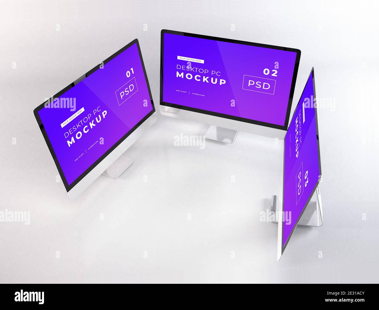 Realistic Personal Computer Mockup Template Scene Stock Photo - Alamy