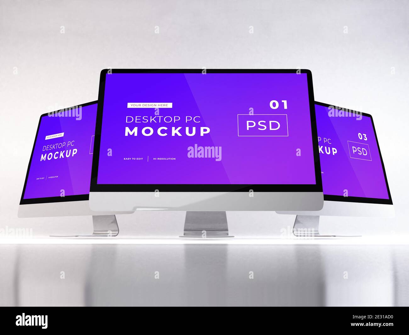 Realistic Personal Computer Mockup Template Scene Stock Photo - Alamy