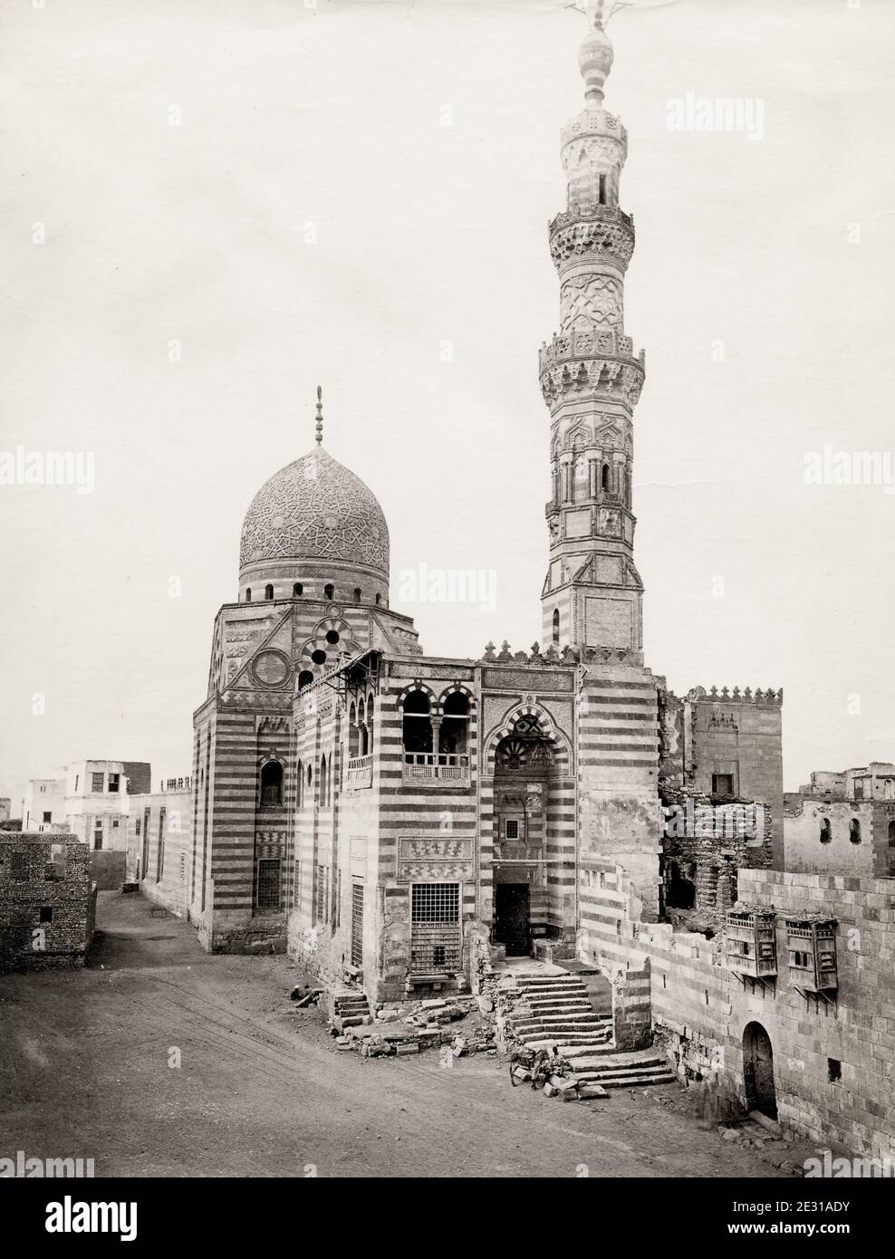 Vintage 19th century photograph: architectural view in old Cairo, Egypt ...