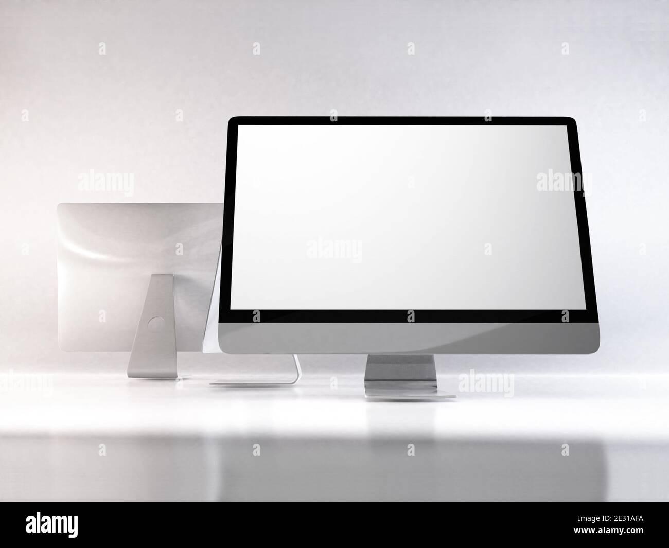 Realistic Personal Computer Mockup Template Scene Stock Photo - Alamy