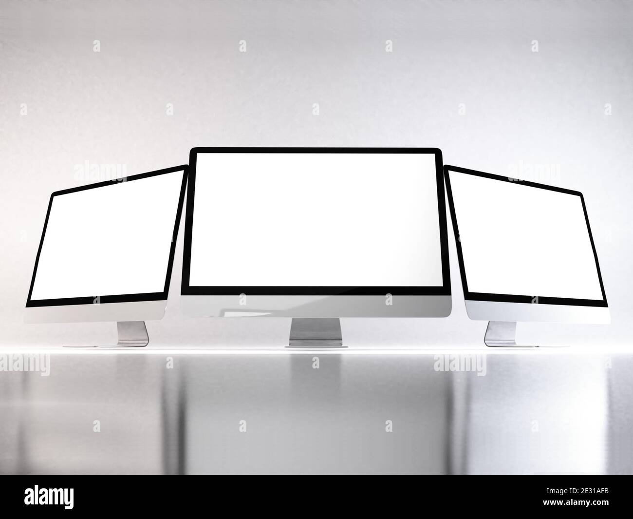 Realistic Personal Computer Mockup Template Scene Stock Photo - Alamy