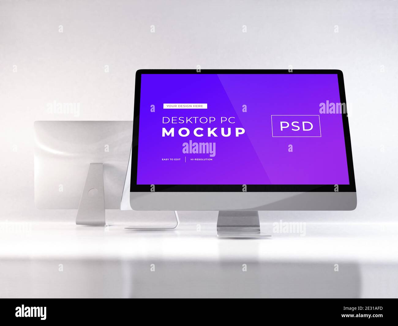 Realistic Personal Computer Mockup Template Scene Stock Photo - Alamy