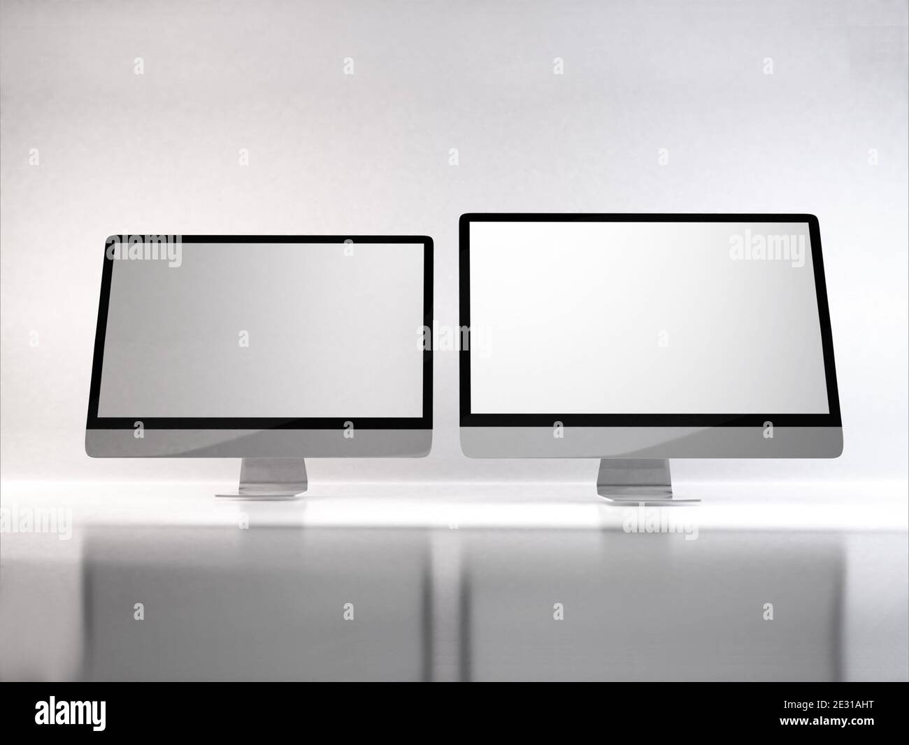 Realistic Personal Computer Mockup Template Scene Stock Photo - Alamy