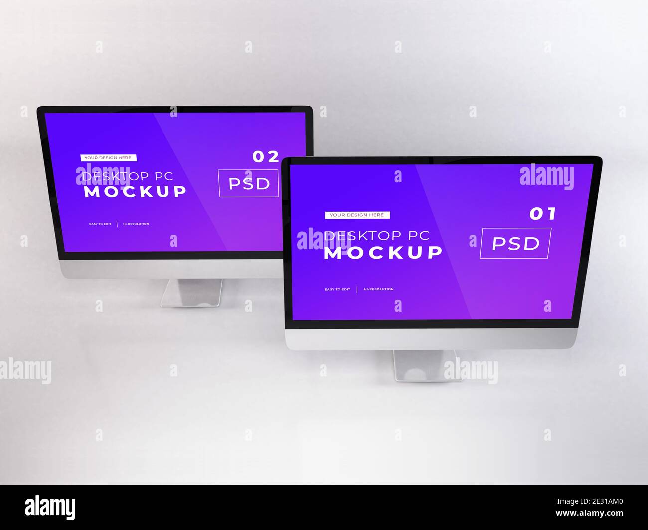 Realistic Personal Computer Mockup Template Scene Stock Photo - Alamy