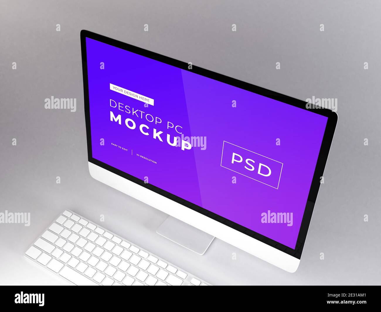 Realistic Personal Computer Mockup Template Scene Stock Photo - Alamy