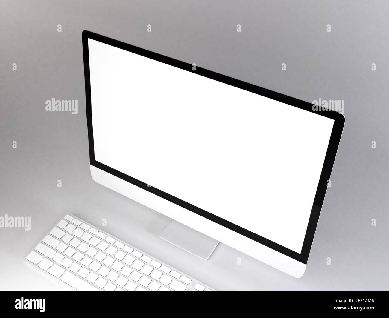 Realistic Personal Computer Mockup Template Scene Stock Photo - Alamy