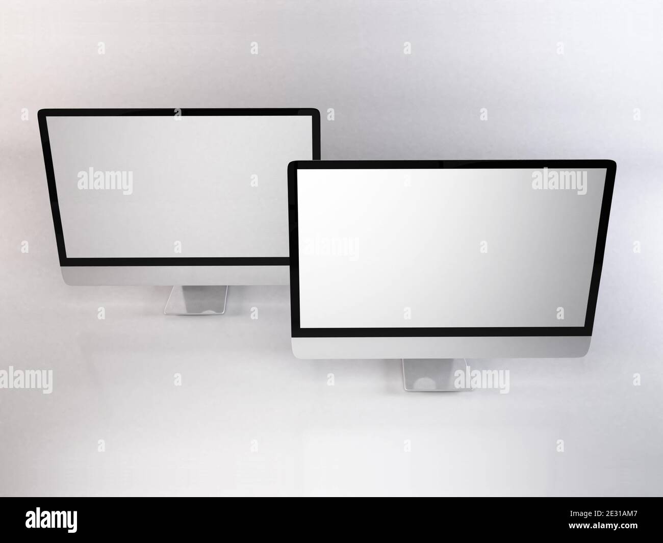 Realistic Personal Computer Mockup Template Scene Stock Photo - Alamy