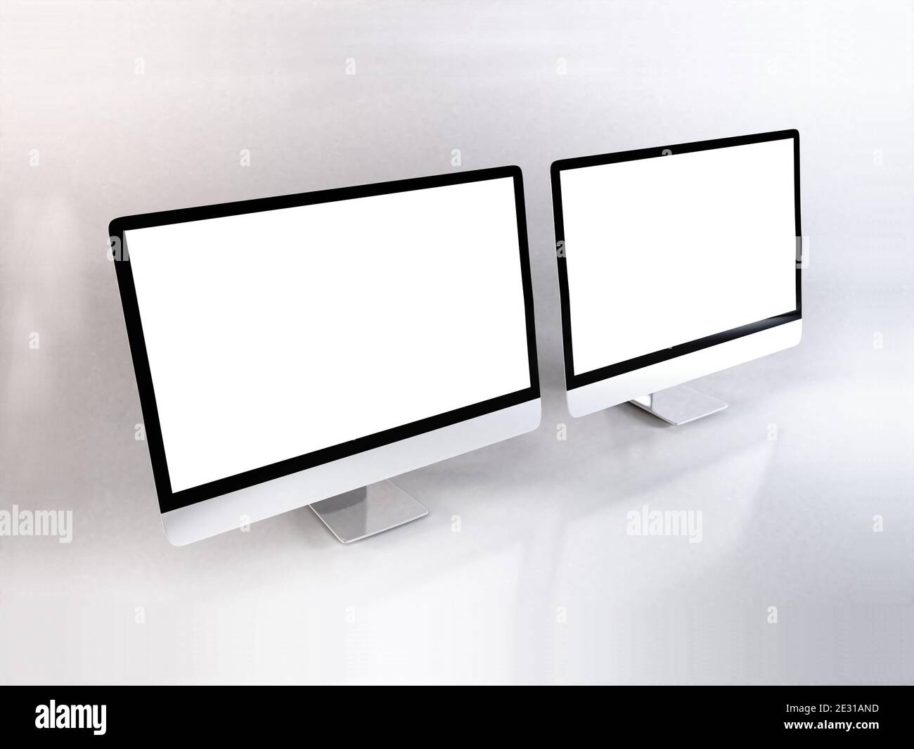 Realistic Personal Computer Mockup Template Scene Stock Photo - Alamy