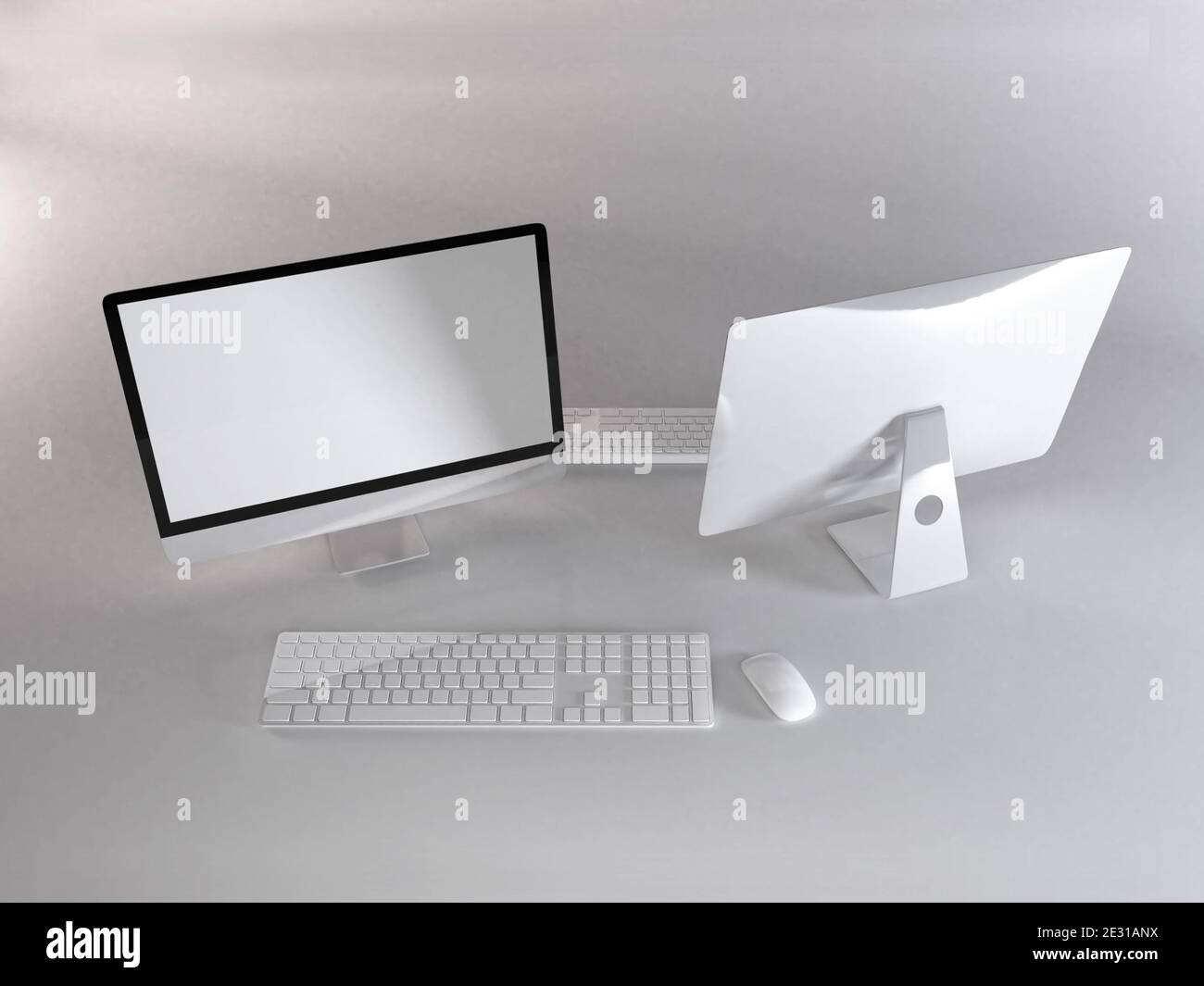 Realistic Personal Computer Mockup Template Scene Stock Photo - Alamy