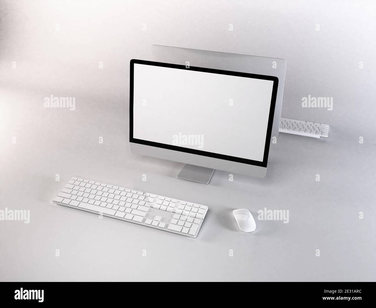 Realistic Personal Computer Mockup Template Scene Stock Photo - Alamy