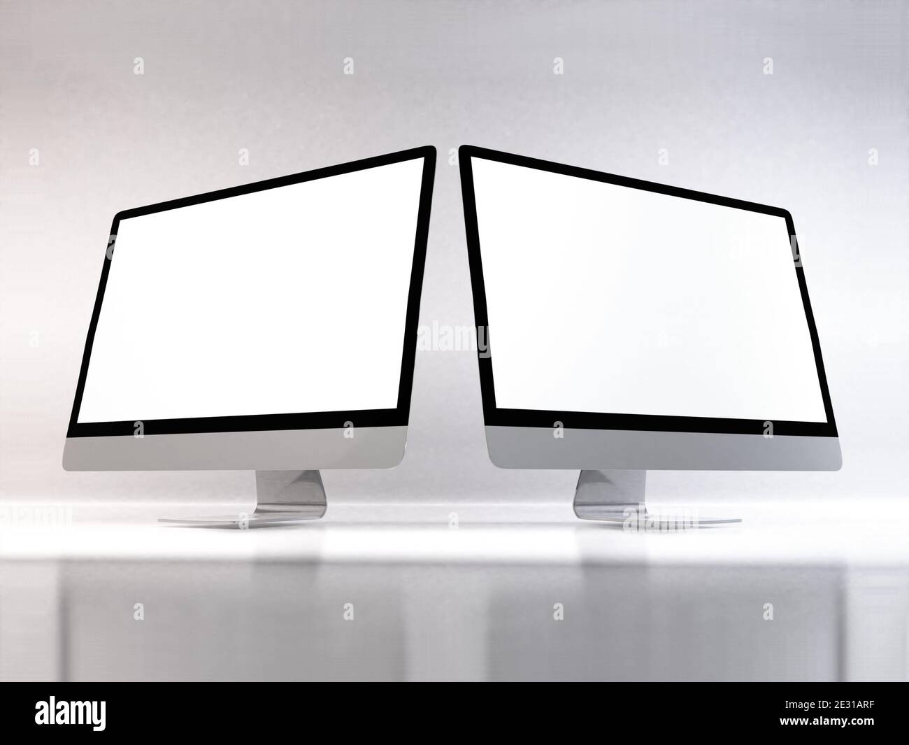 Realistic Personal Computer Mockup Template Scene Stock Photo - Alamy