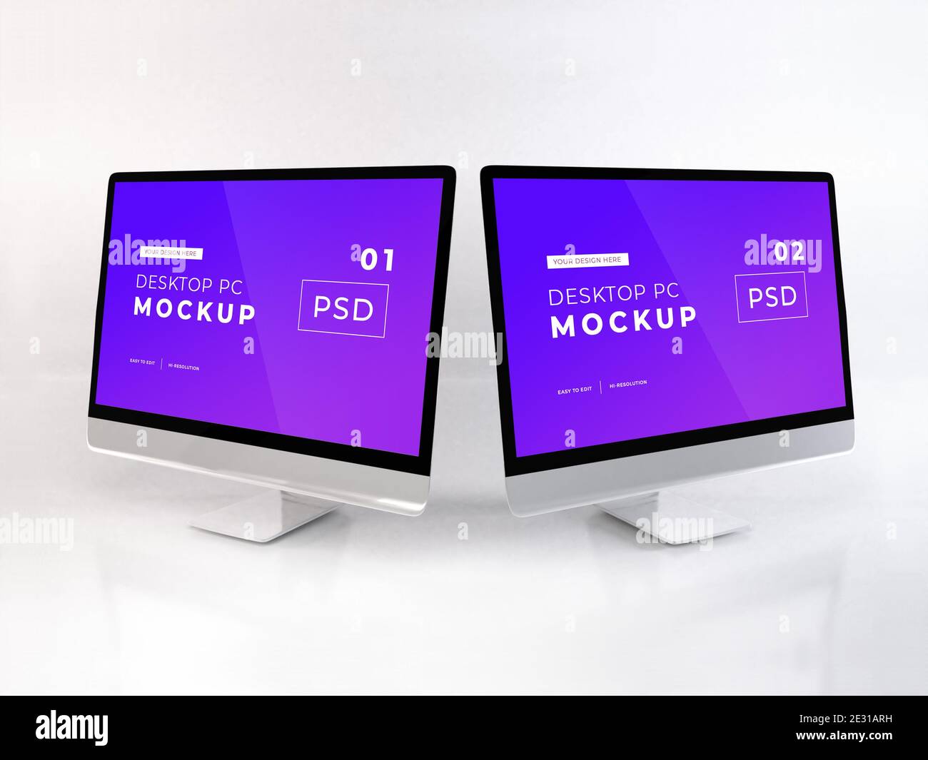 Realistic Personal Computer Mockup Template Scene Stock Photo - Alamy