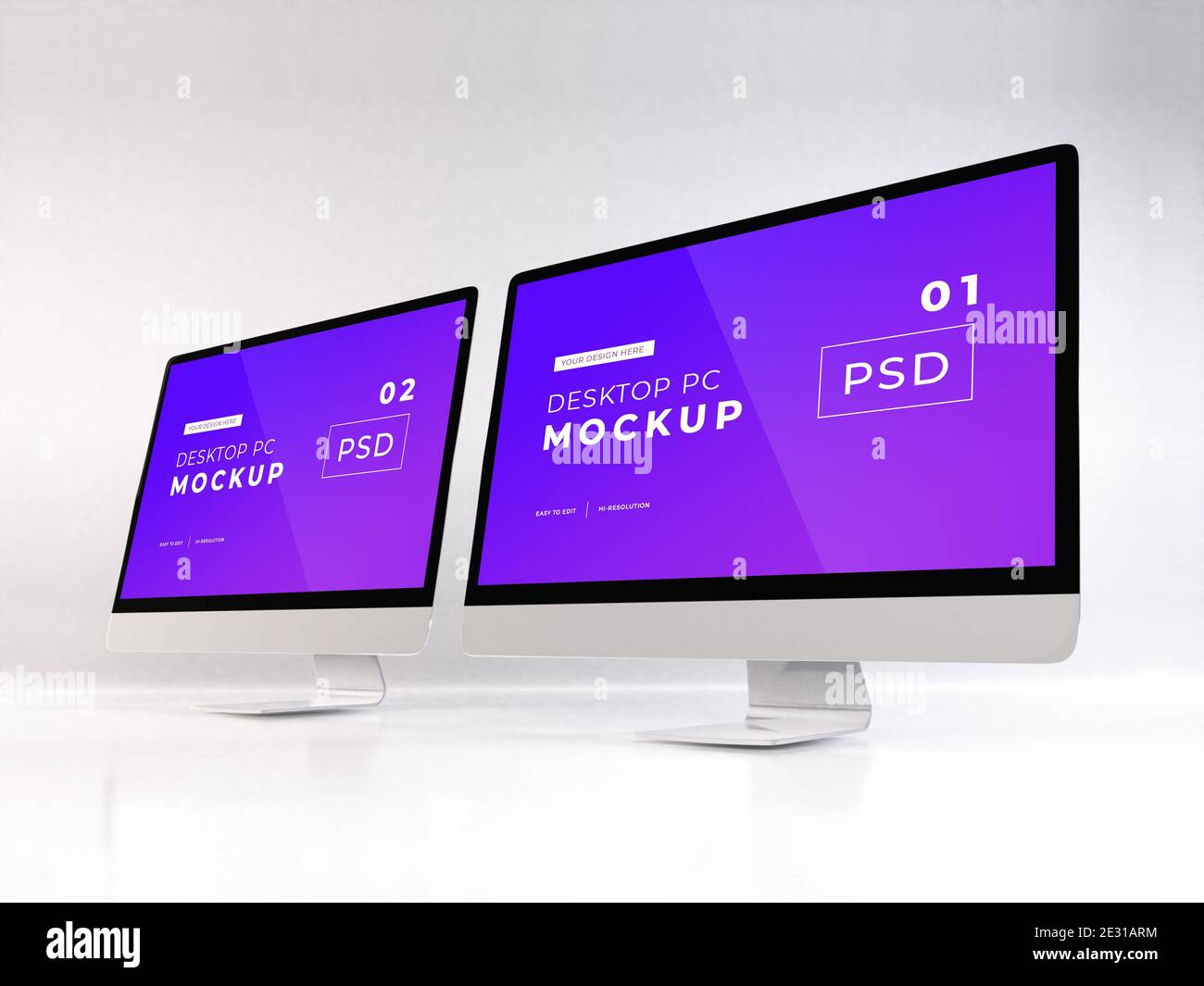 Realistic Personal Computer Mockup Template Scene Stock Photo - Alamy