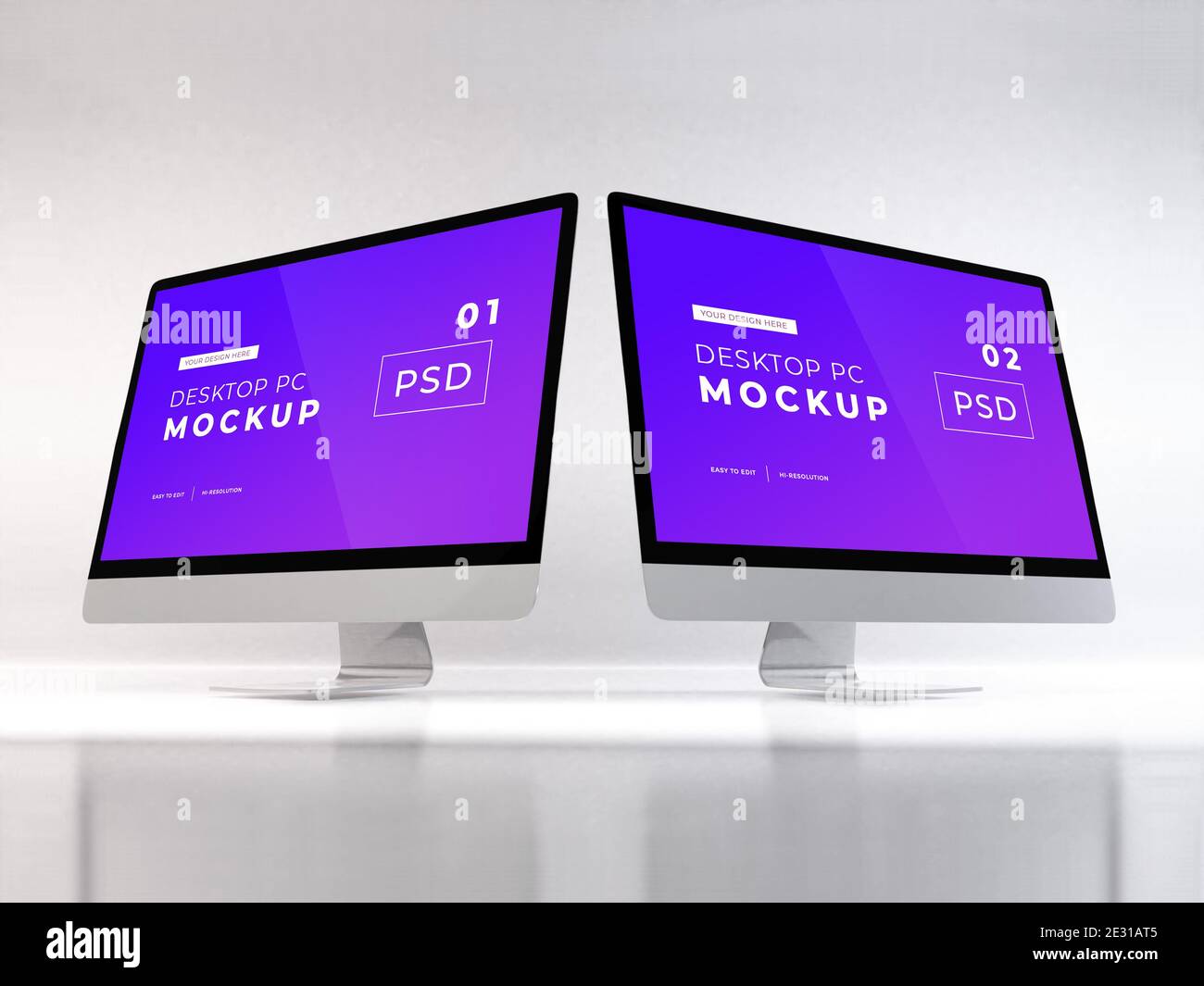 Realistic Personal Computer Mockup Template Scene Stock Photo - Alamy