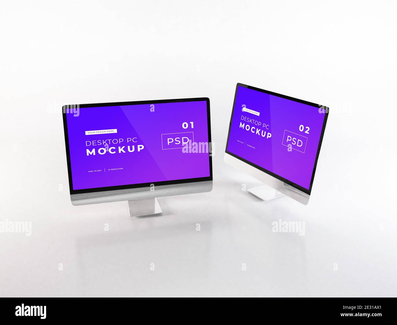 Realistic Personal Computer Mockup Template Scene Stock Photo - Alamy