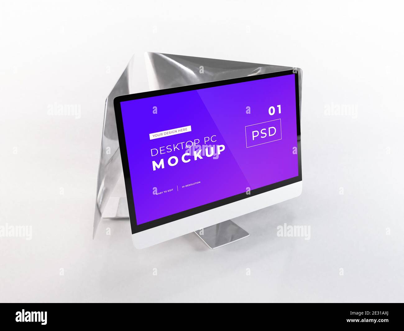 Realistic Personal Computer Mockup Template Scene Stock Photo - Alamy