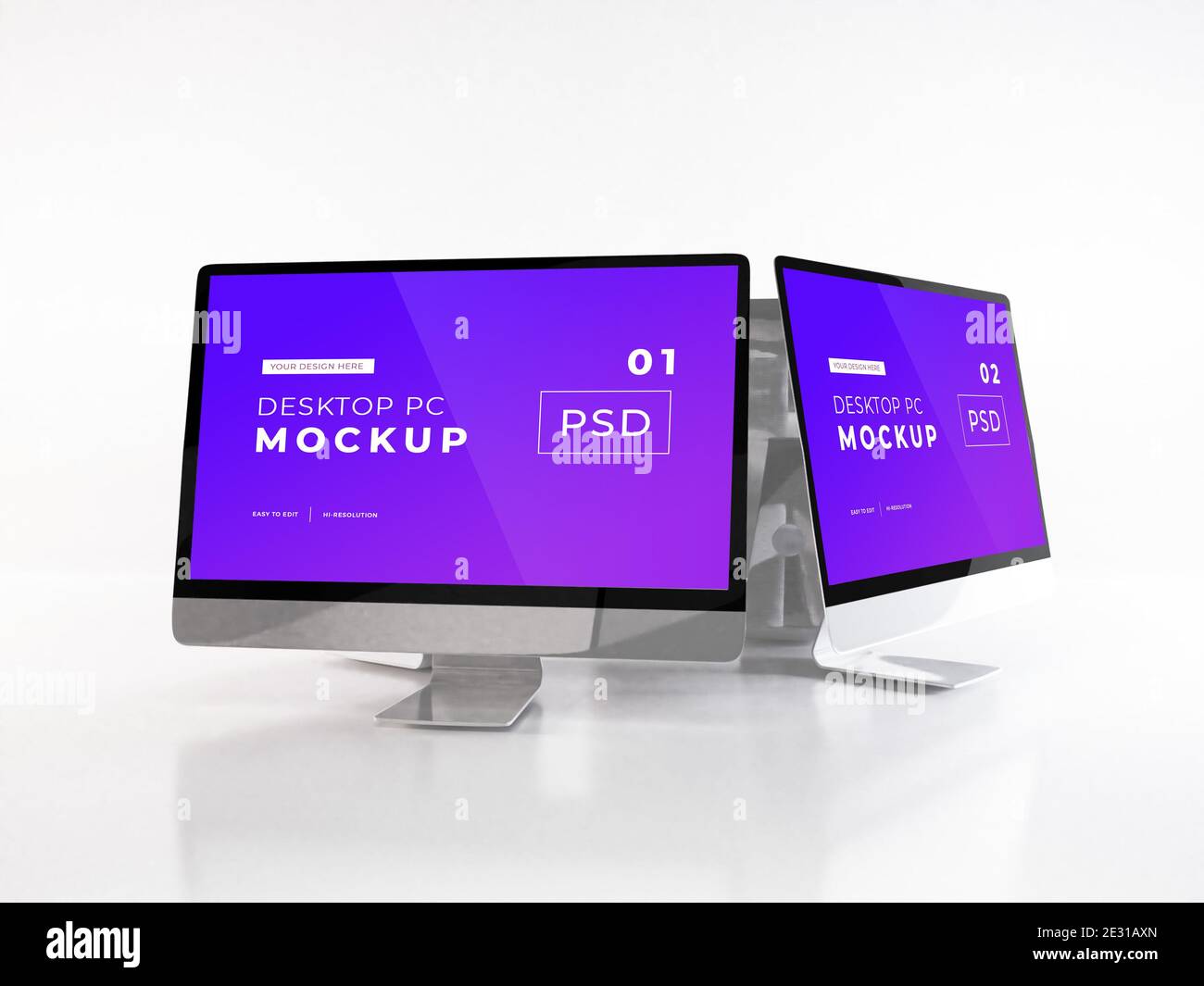 Realistic Personal Computer Mockup Template Scene Stock Photo - Alamy