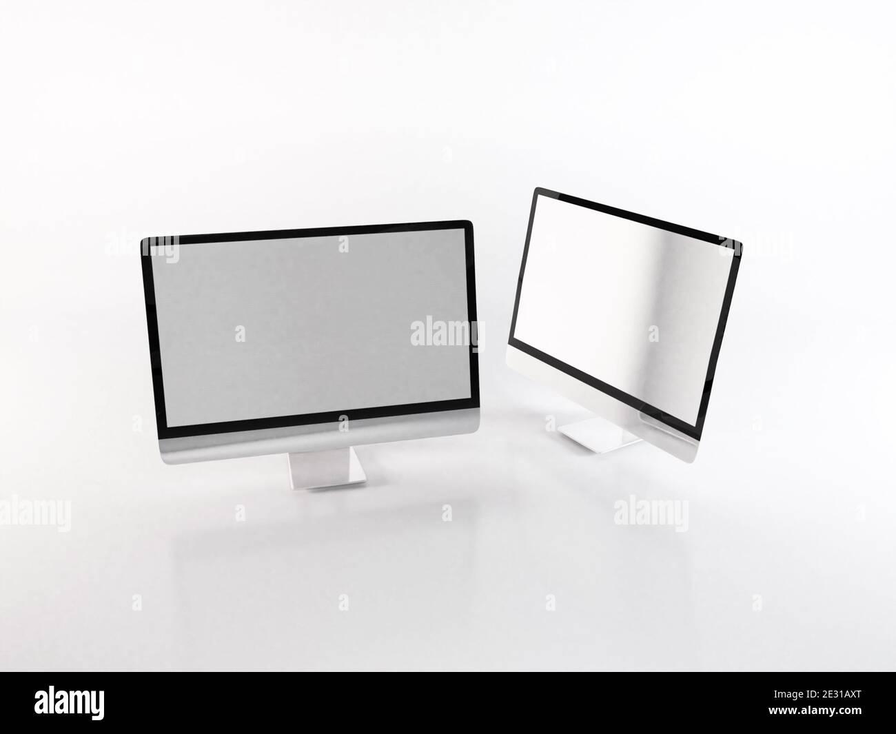 Realistic Personal Computer Mockup Template Scene Stock Photo - Alamy