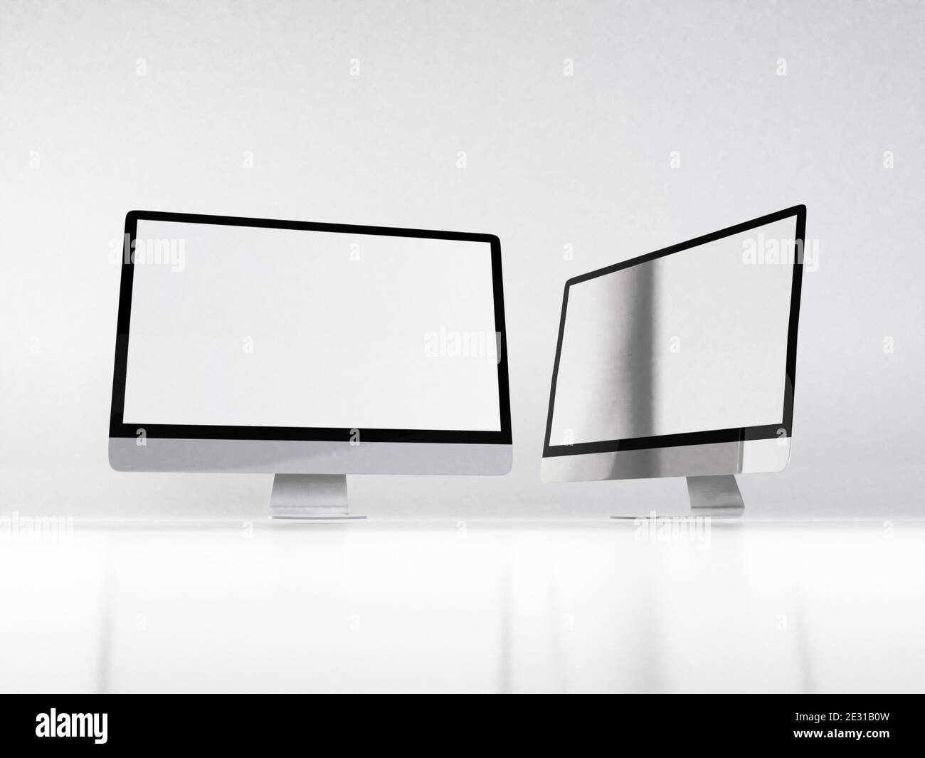 Realistic Personal Computer Mockup Template Scene Stock Photo - Alamy