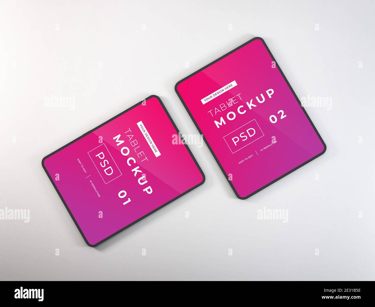 Realistic Tablet Device Mockup Template Scene Stock Photo - Alamy