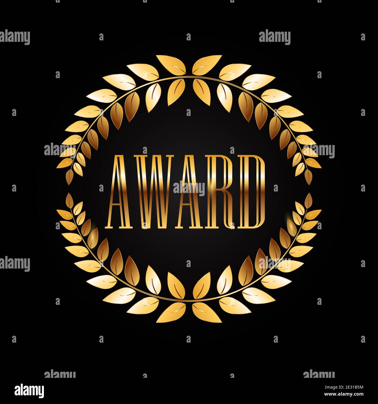 Golden Award Laurel Wreath isolated on dark background . Winner Leaf ...
