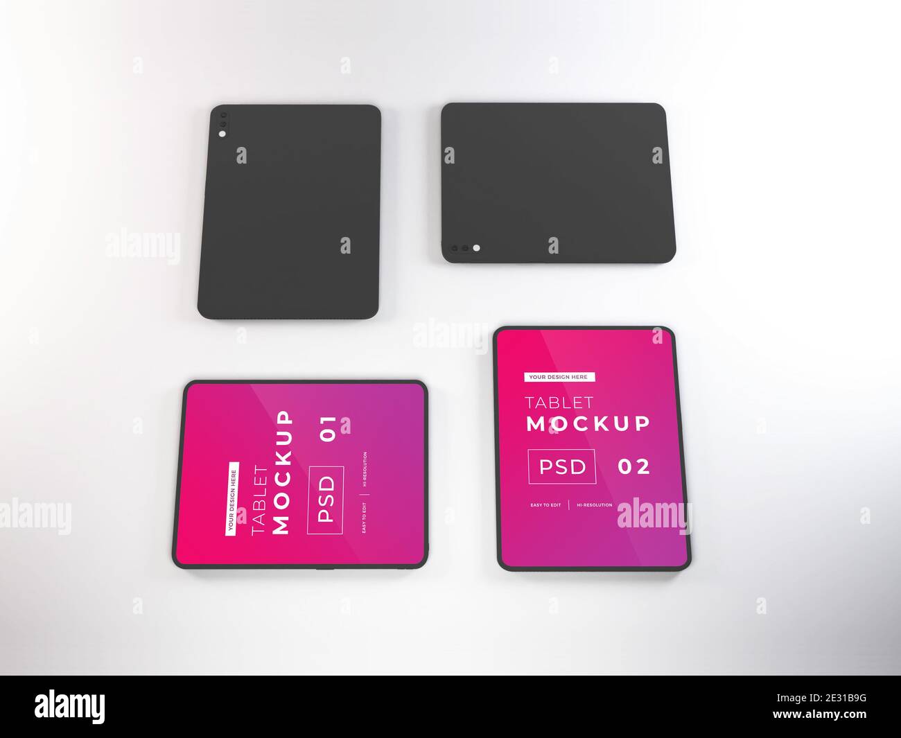 Realistic Tablet Device Mockup Template Scene Stock Photo - Alamy