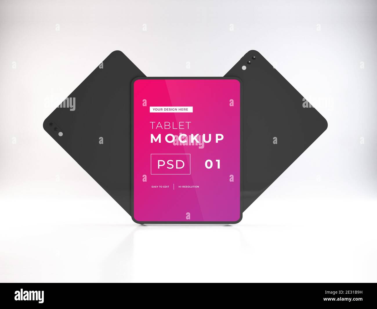 Realistic Tablet Device Mockup Template Scene Stock Photo - Alamy